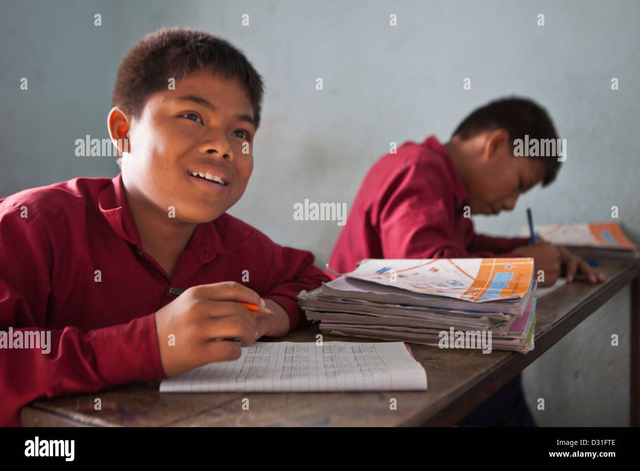 Nepalese school children during a lesson in a classroom at the ...