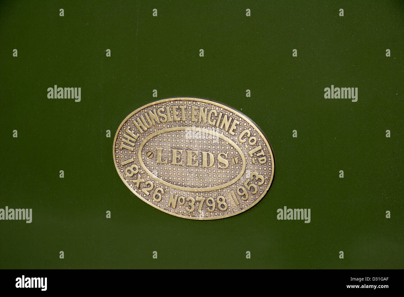 Makers nameplate on steam engine Stock Photo - Alamy