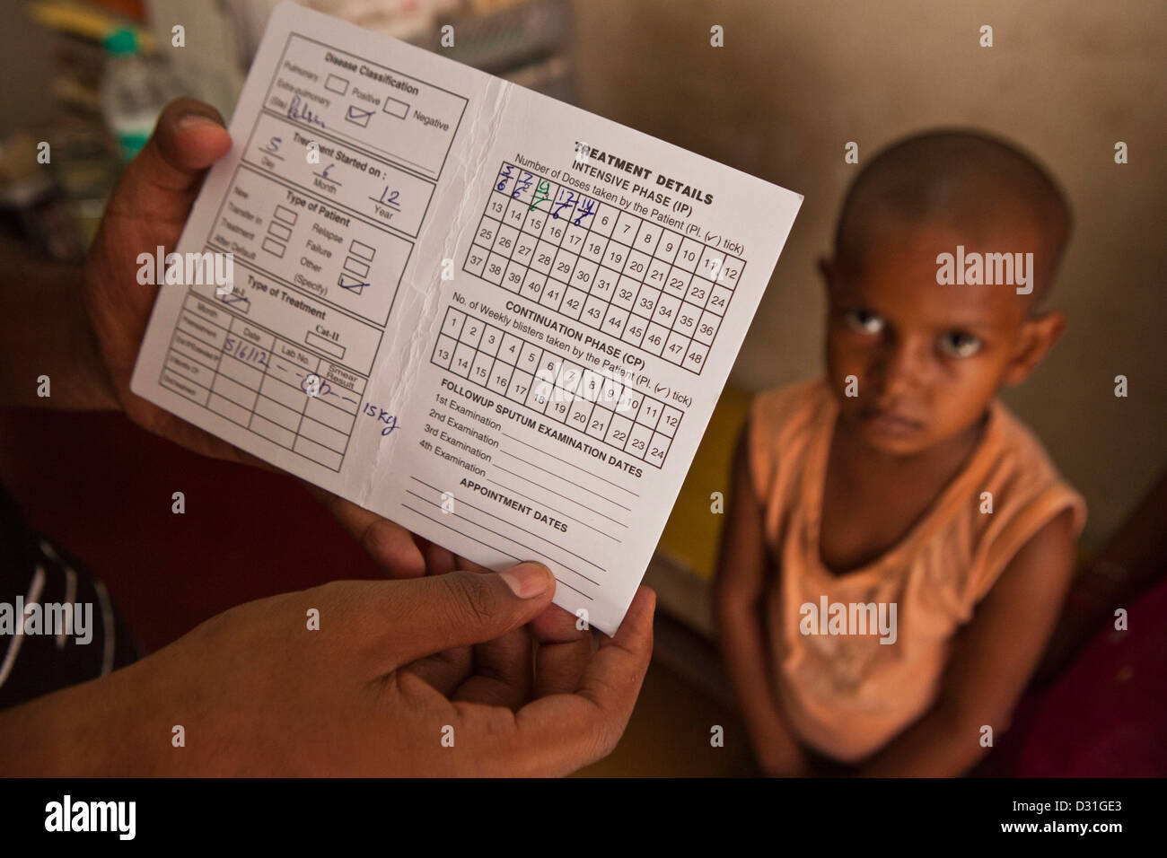 A Tuberculosis treatment record card for a 6 year old Indian girl in a ...