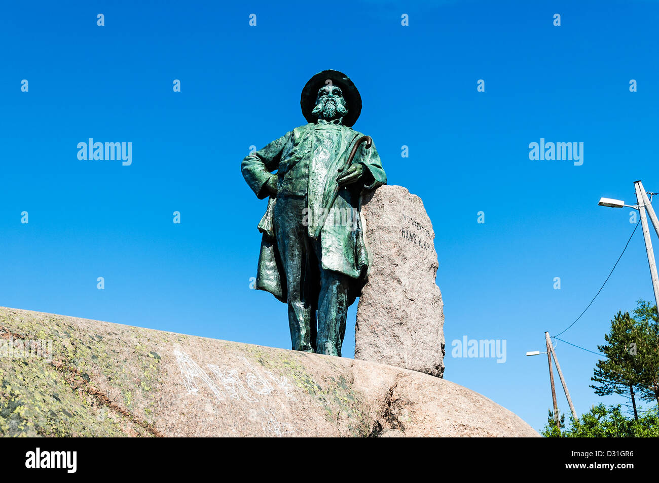 A portrait statue of Hans Hagerup Krag(1829-1907). Norwegian director ...