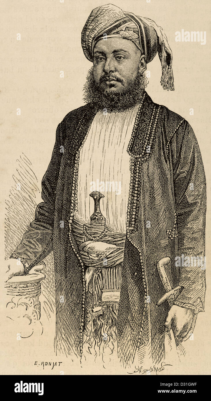 Bargash bin Said (1837-1888). Sultan of Zanzibar. Engraving of The ...