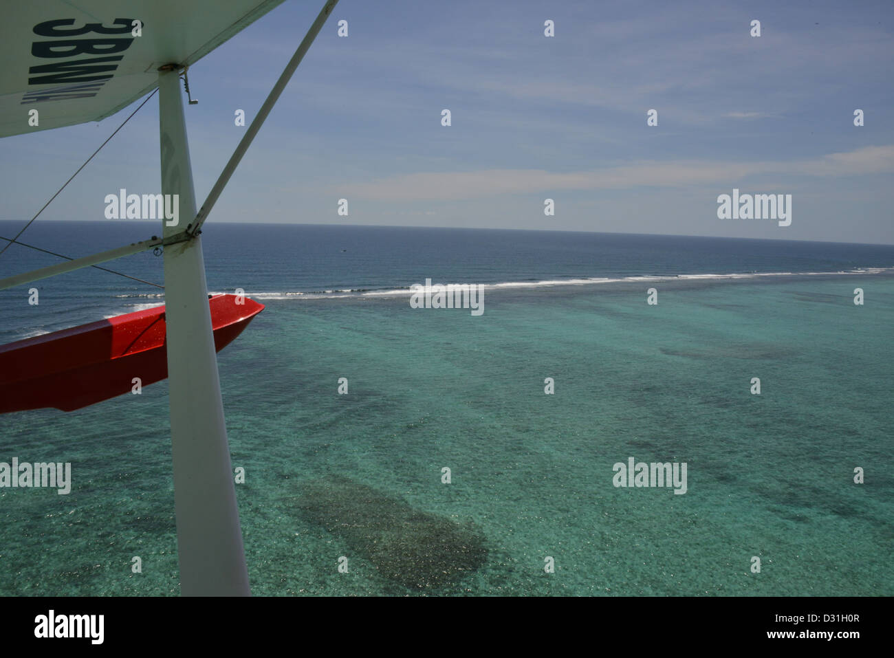 Aerial shot of the Coral reef off the Island of Mauritius Stock Photo ...