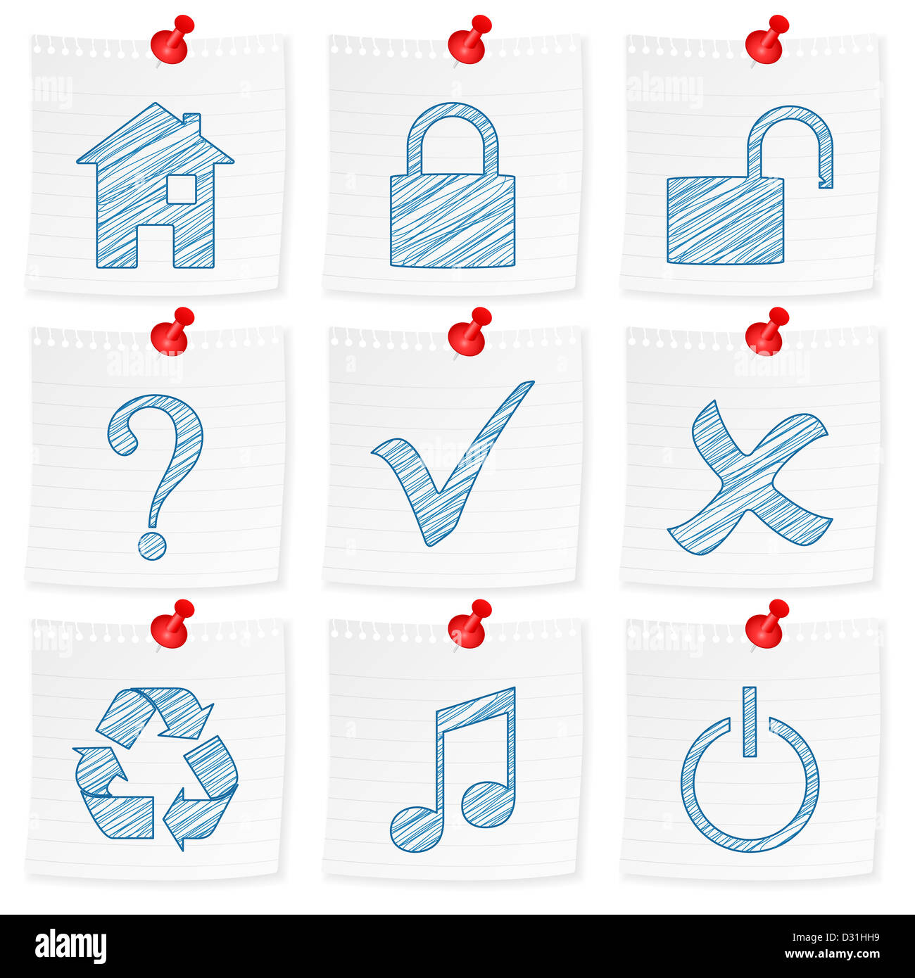 Paper note and drawing symbol on a white background. Vector ...