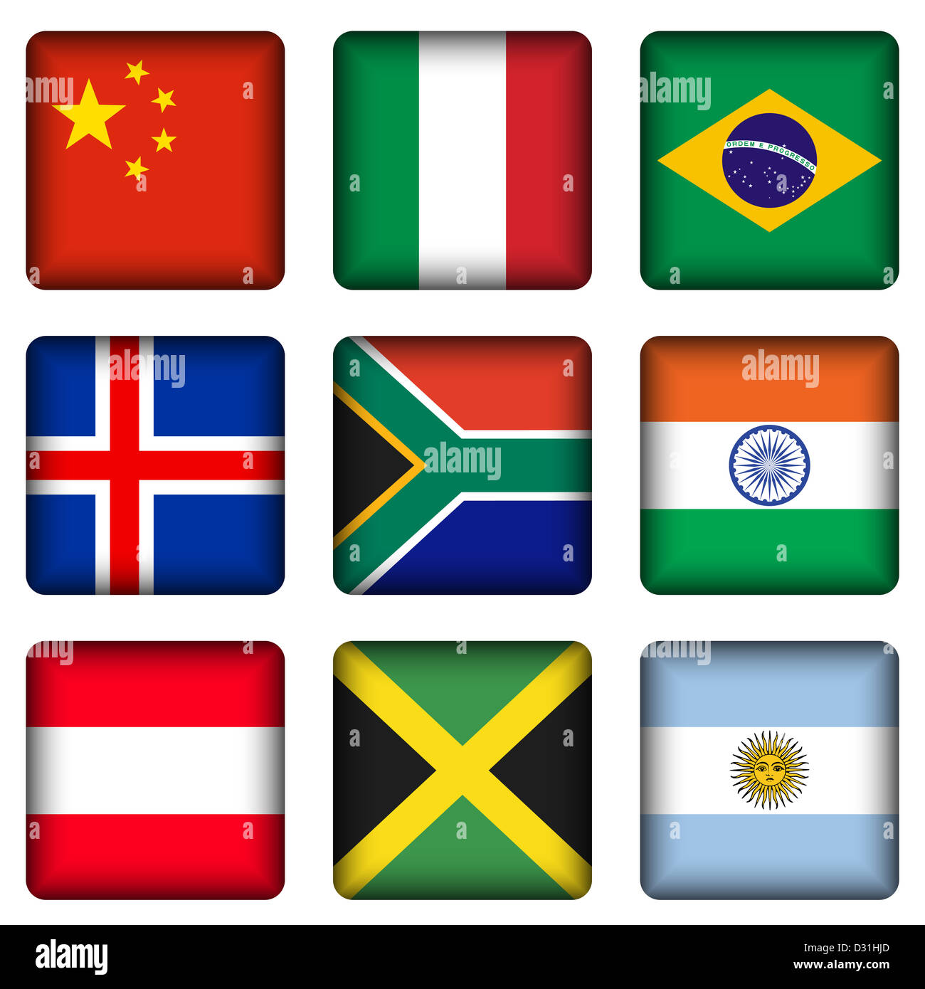 Square national flags set on a white background. Vector illustration ...