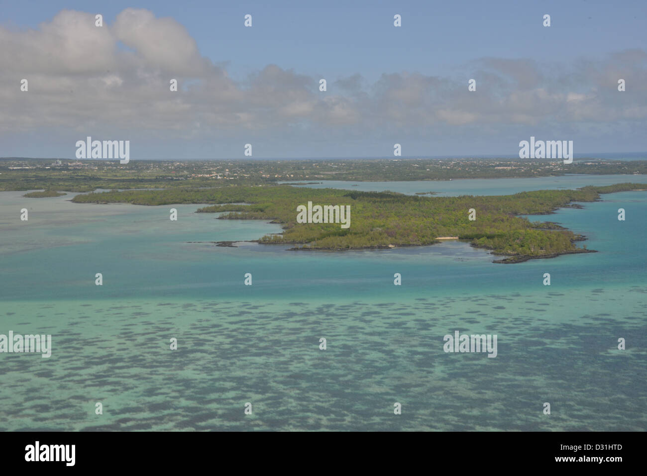 Aerial shot of the Coral reef off the Island of Mauritius Stock Photo ...