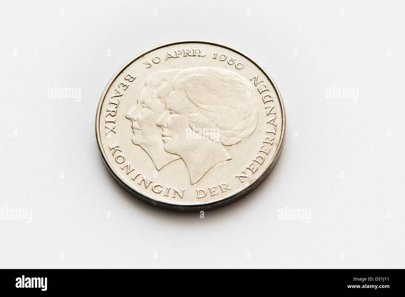 Queen Beatrix and her mother Queen Juliana are pictured on old Gulden ...