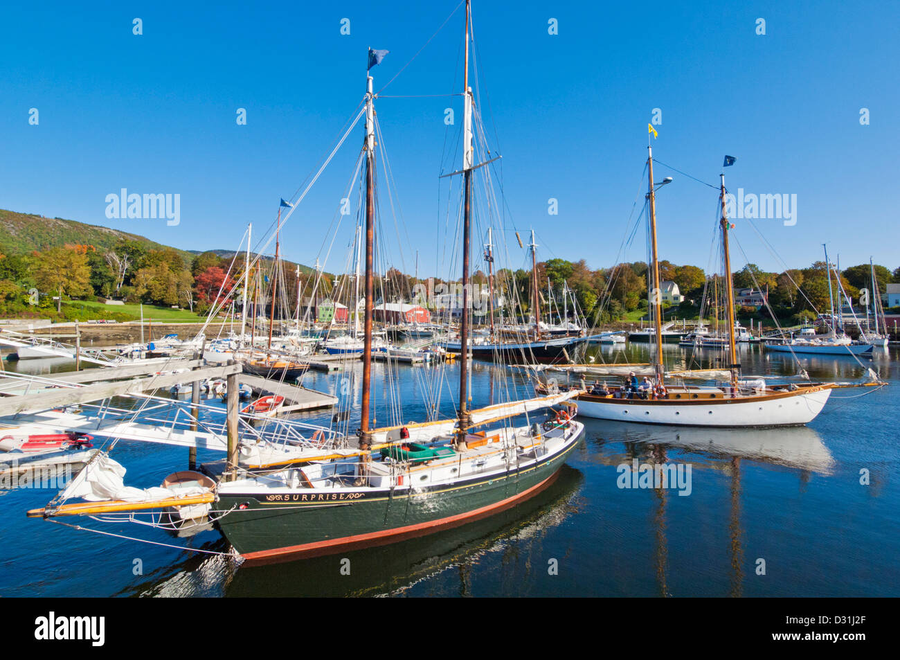 Yachts in Camden Harbour Harbor Maine USA United States of America ...