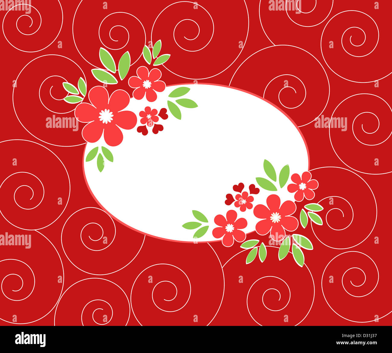 Colorful floral frame on spiral pattern Stock Photo - Alamy