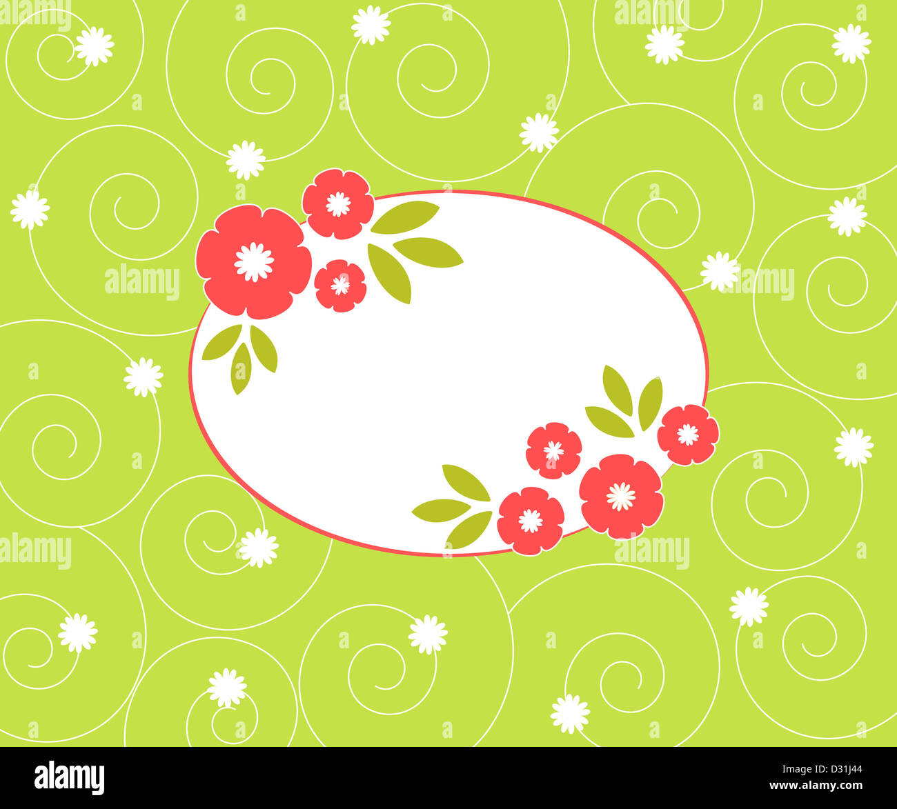 Colorful floral frame on spiral pattern Stock Photo - Alamy