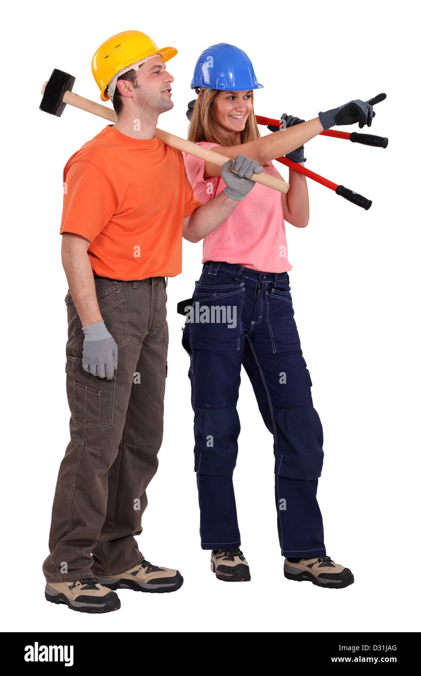 craftsman and craftswoman working together Stock Photo - Alamy
