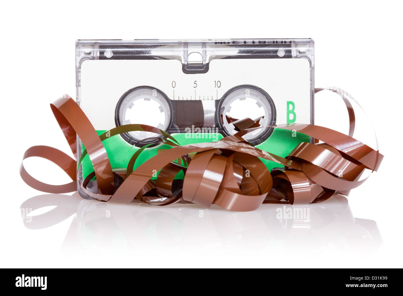 Audio Cassette With Pulled Out Tape. Isolated on white background Stock ...