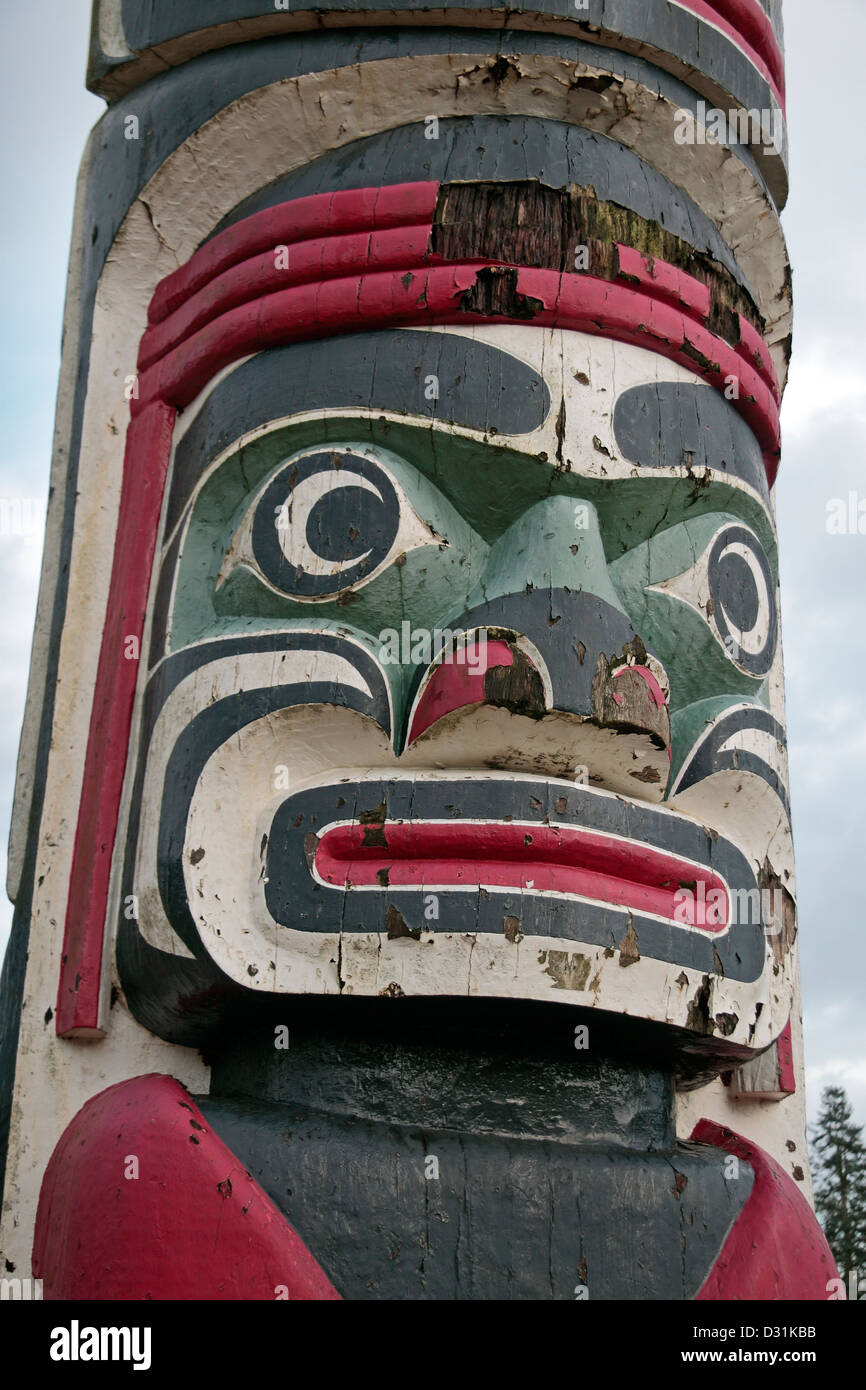 The face of the Cedar Man figure on the Totem Pole in the Valley ...