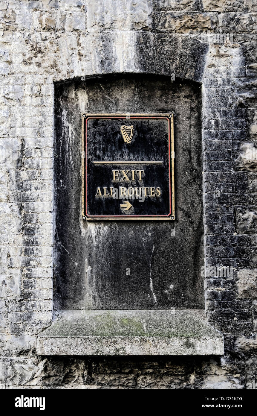 Exit all routes sign in Guinness factory at Dublin, Ireland Stock Photo ...