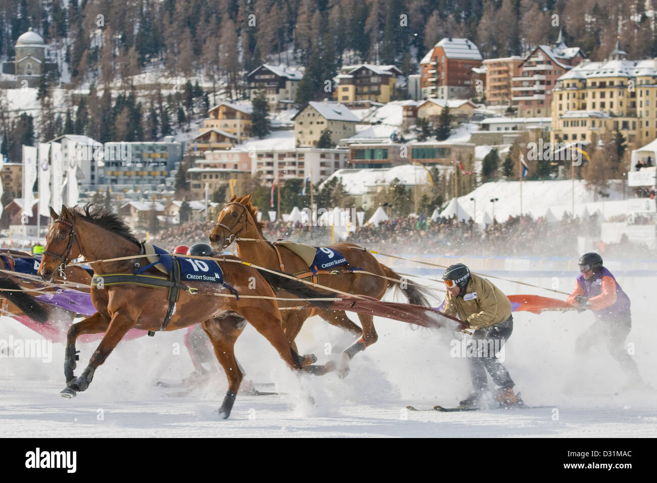 Switzerland, St. Moritz, White turf race Stock Photo - Alamy