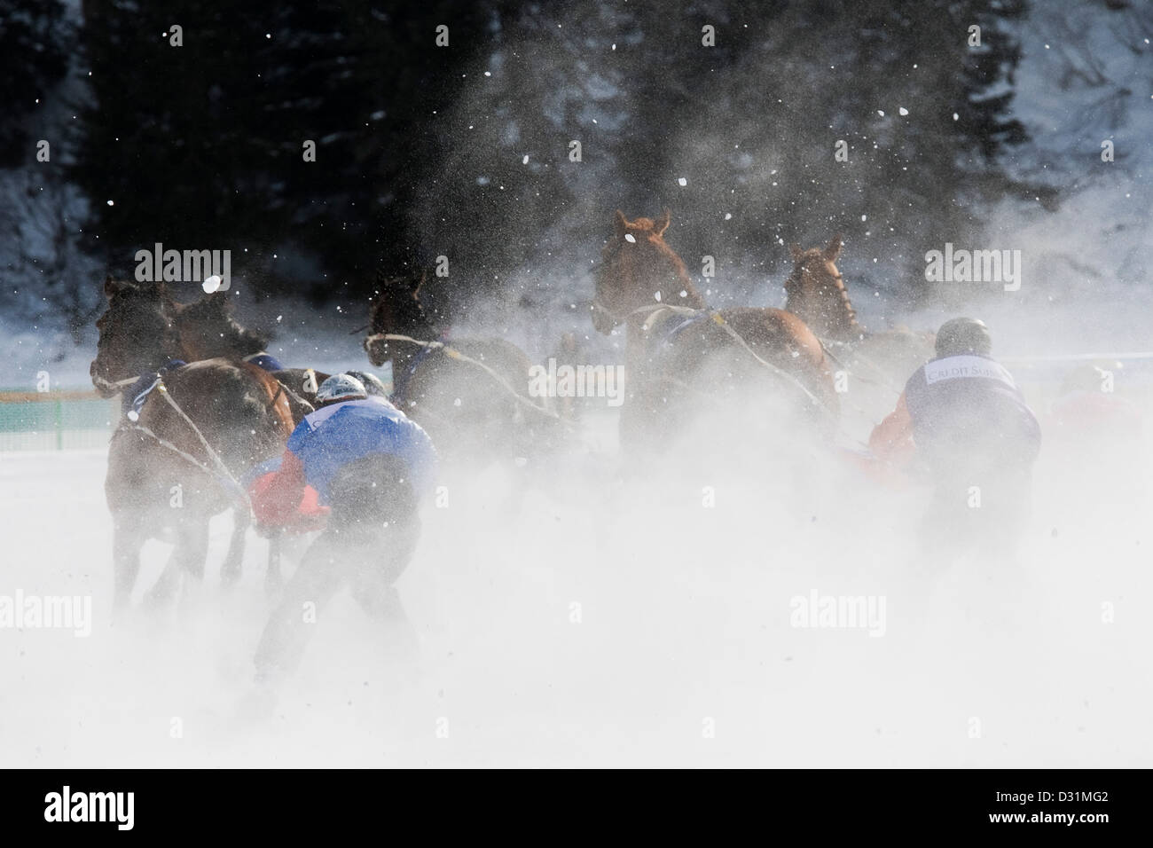 Switzerland, St. Moritz, White turf race Stock Photo - Alamy