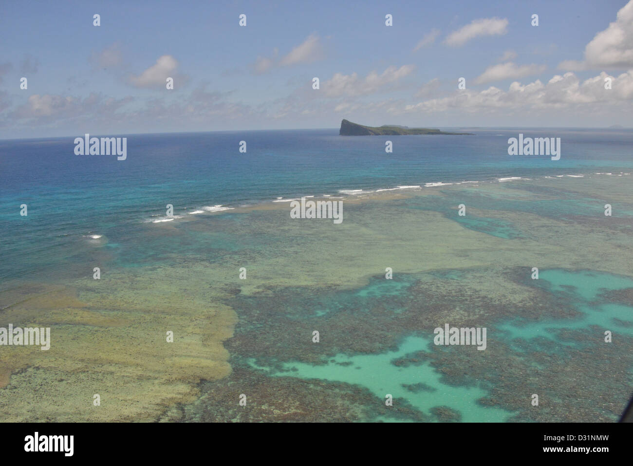 Aerial shot of the Coral reef off the Island of Mauritius Stock Photo ...