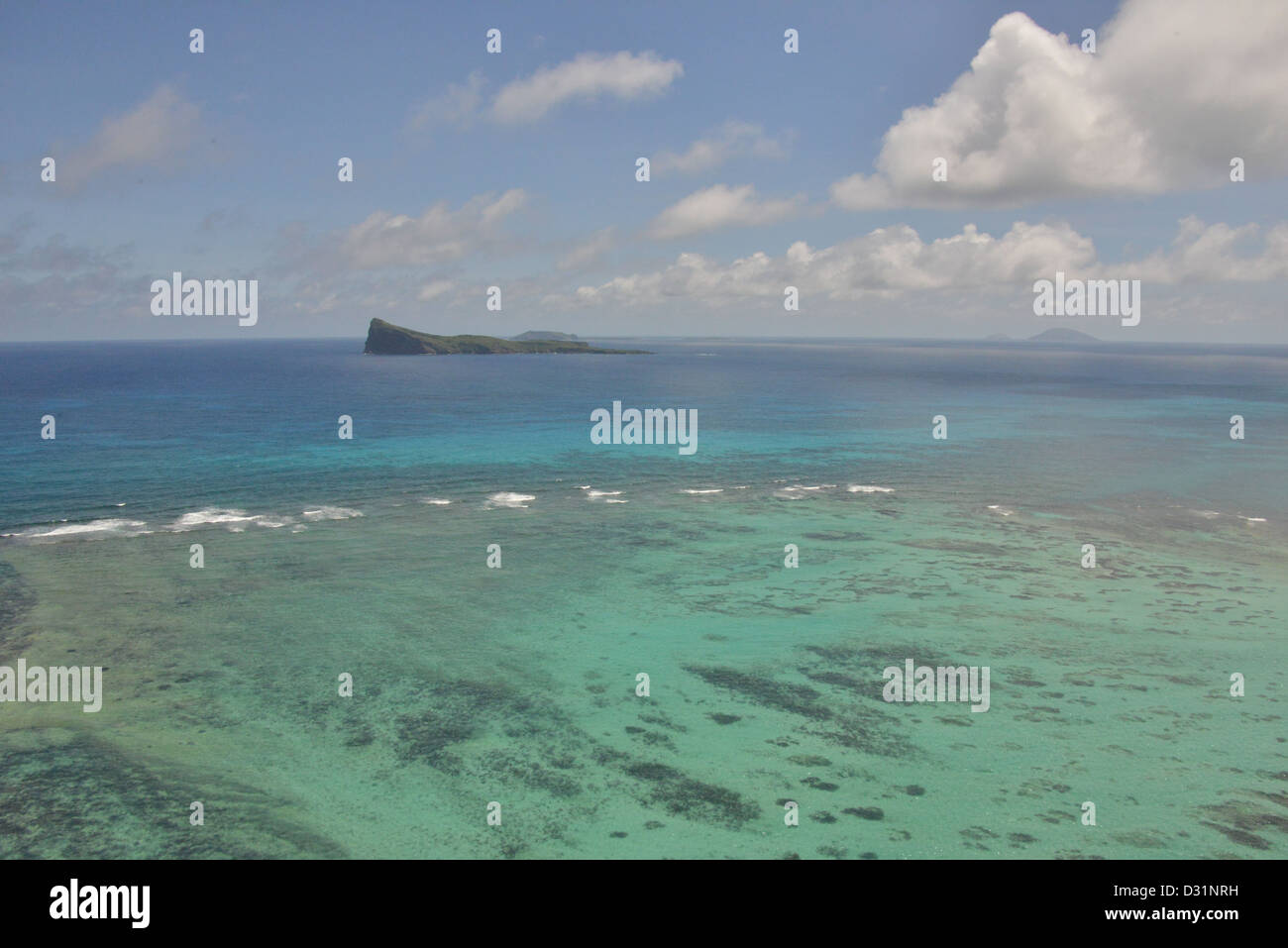 Aerial shot of the Coral reef off the Island of Mauritius Stock Photo ...