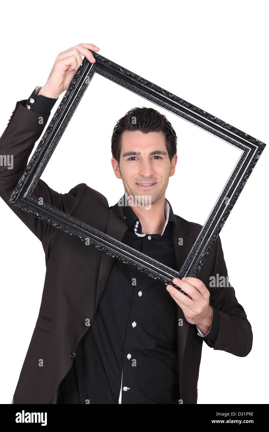 Man with black frame Stock Photo - Alamy