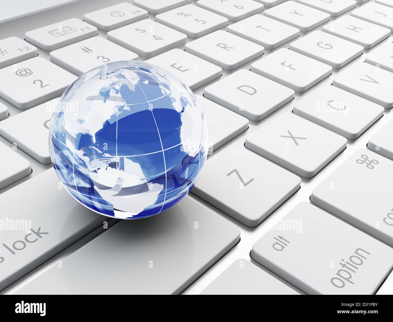 3d illustration of Earth planet on the computer keyboard Stock Photo ...