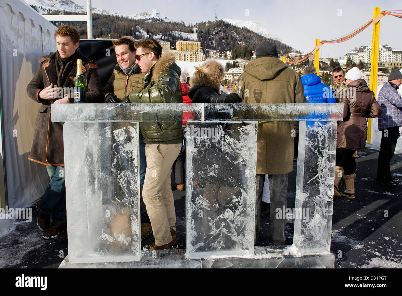 Switzerland, St. Moritz, White turf race, ice bar Stock Photo - Alamy