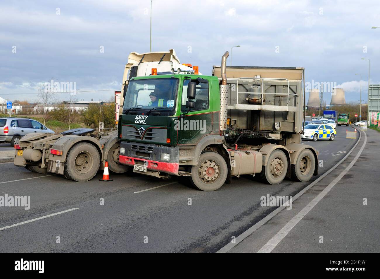 Police Road Block,Truck Breakdown Stock Photo - Alamy