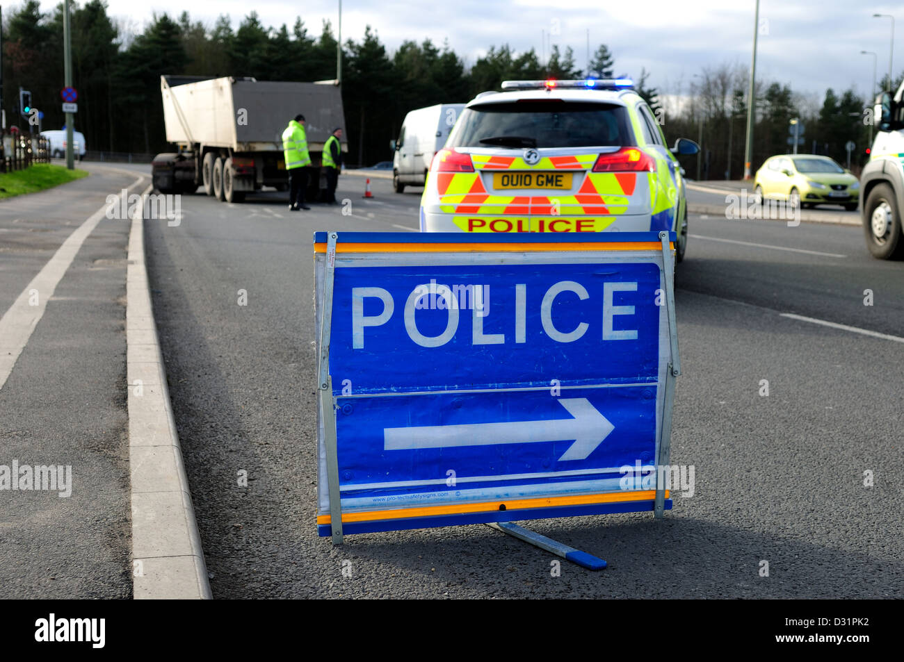 Police road block truck breakdown hi-res stock photography and images ...