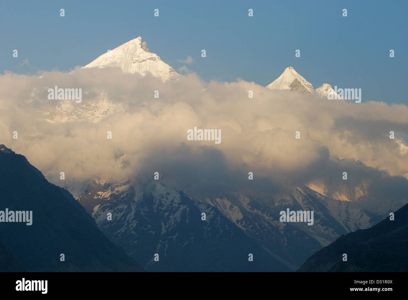 The peaks of Bhagirathi 1 and 2 (6856m/6512m Stock Photo - Alamy