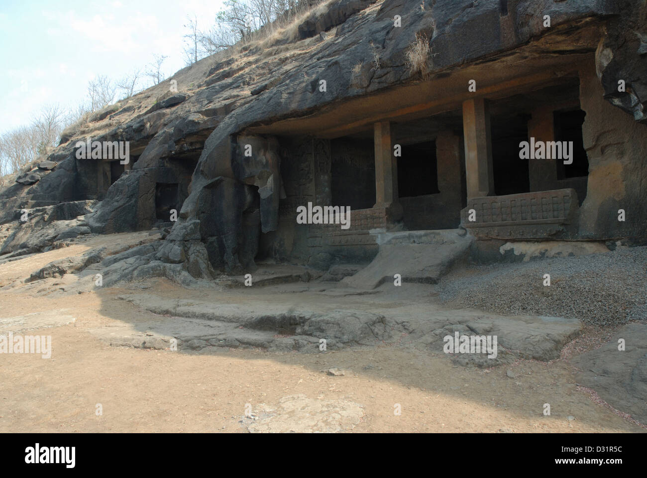 General-View of Cave Nos. 4 to 6 of the Lower Group, Kuda Caves, Kolaba ...