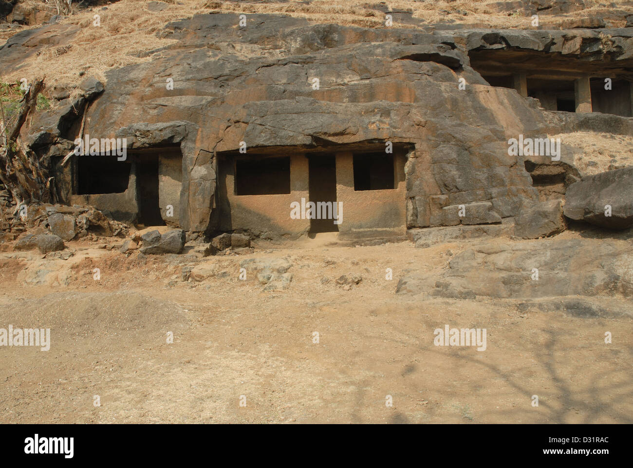 General-View of Cave Nos 2 to 4 of the Lower Group, Kuda Caves, Kolaba ...