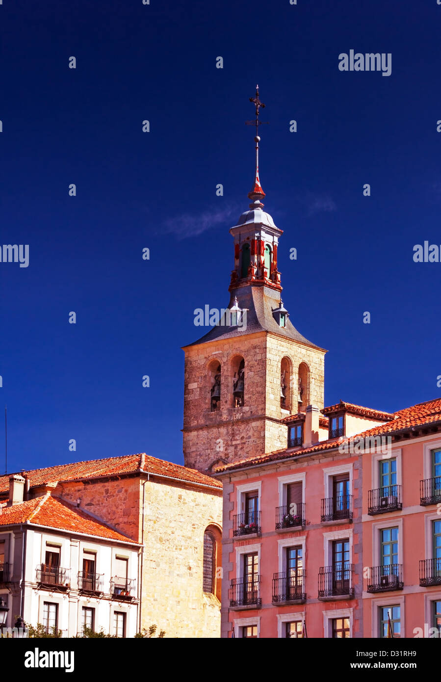 View of an ancient church tower in Spain Stock Photo - Alamy