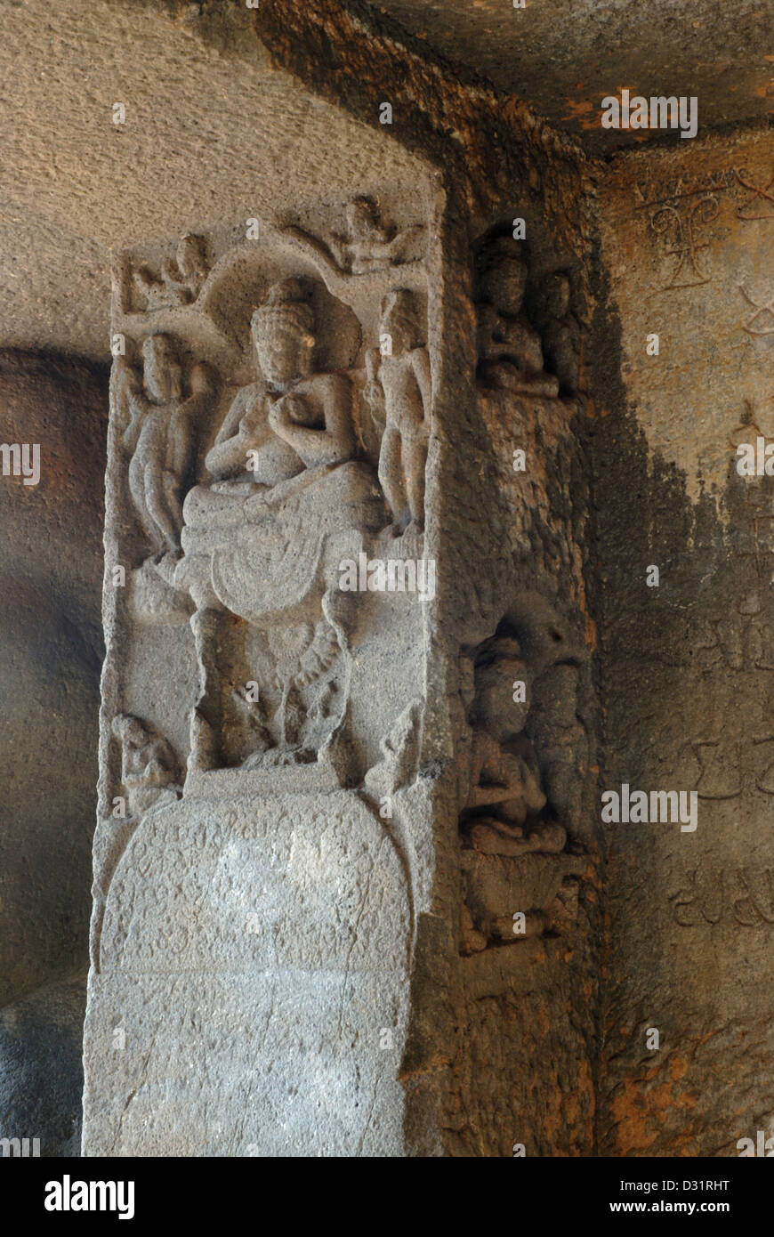 Verandah of Cave 6, Kuda Caves, Kolaba district, Maharastra, India ...
