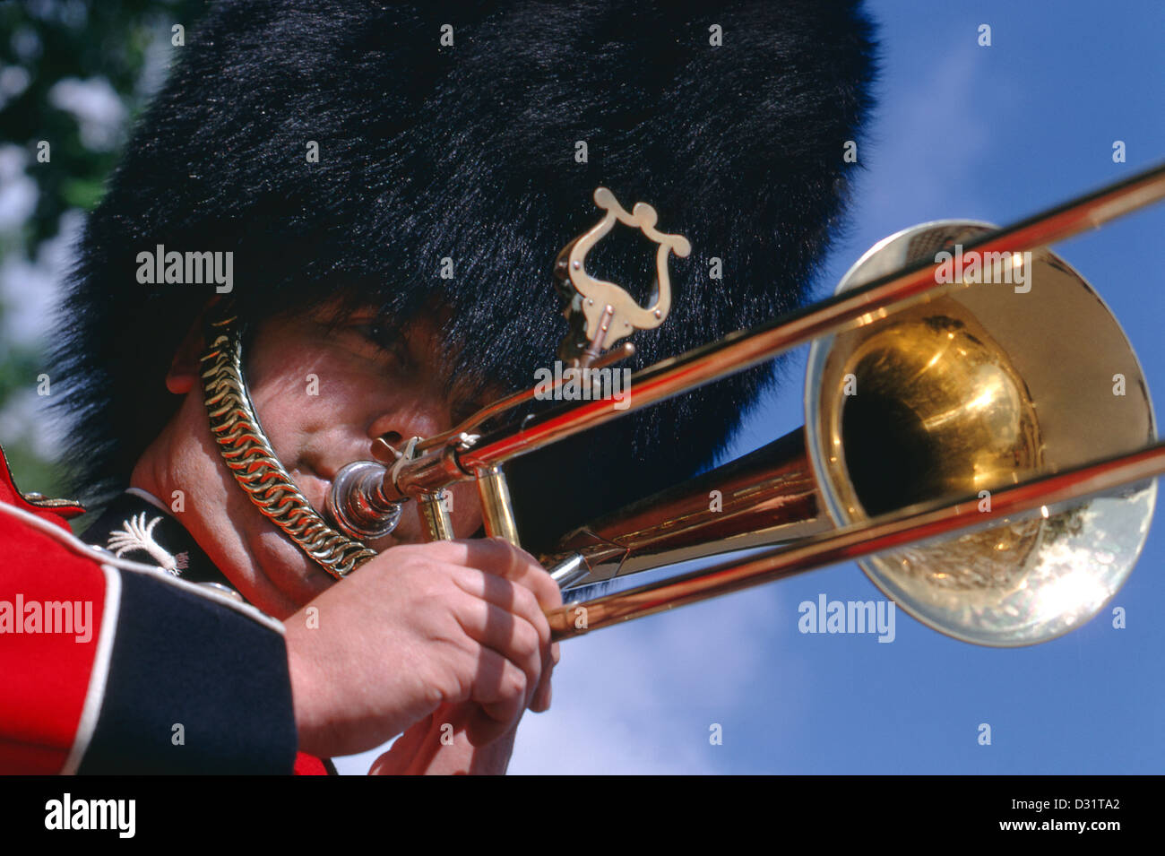 Guardsman playing Trombone from The Welsh Guards regiment in ...
