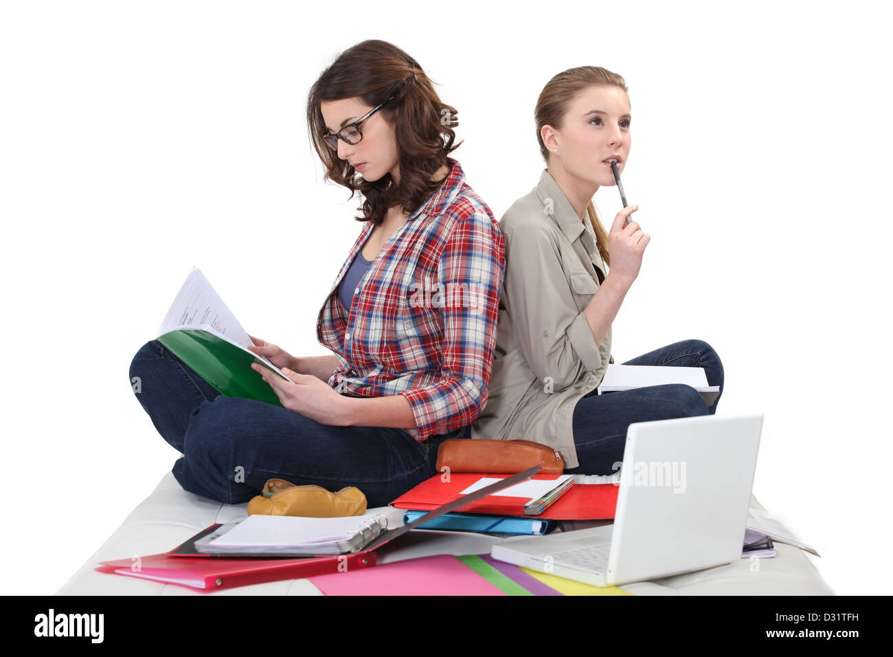 female students cramming for exam Stock Photo - Alamy