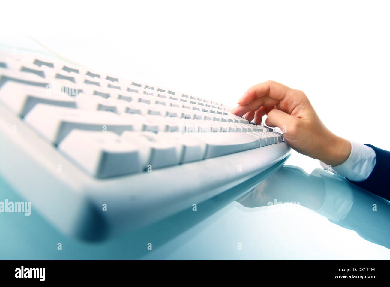 girl hands typing on keyboard macro close up Stock Photo - Alamy