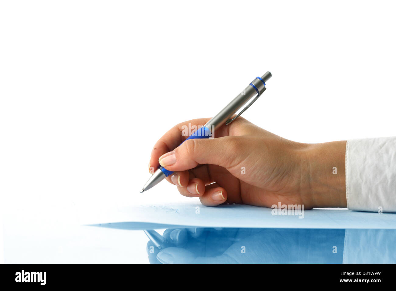 girl write on white paper close up Stock Photo - Alamy