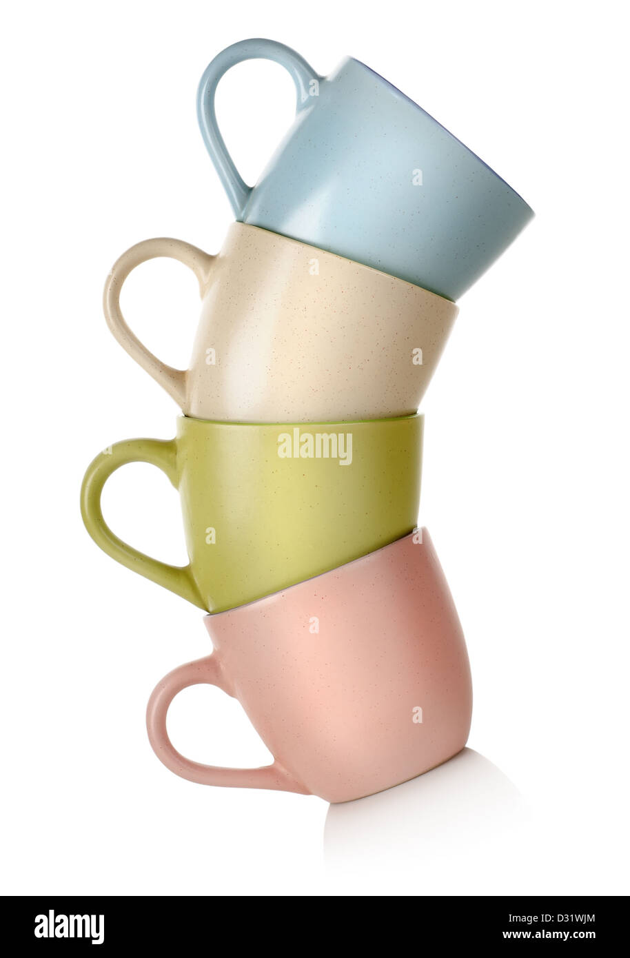 Colored mugs isolated on a white background Stock Photo - Alamy