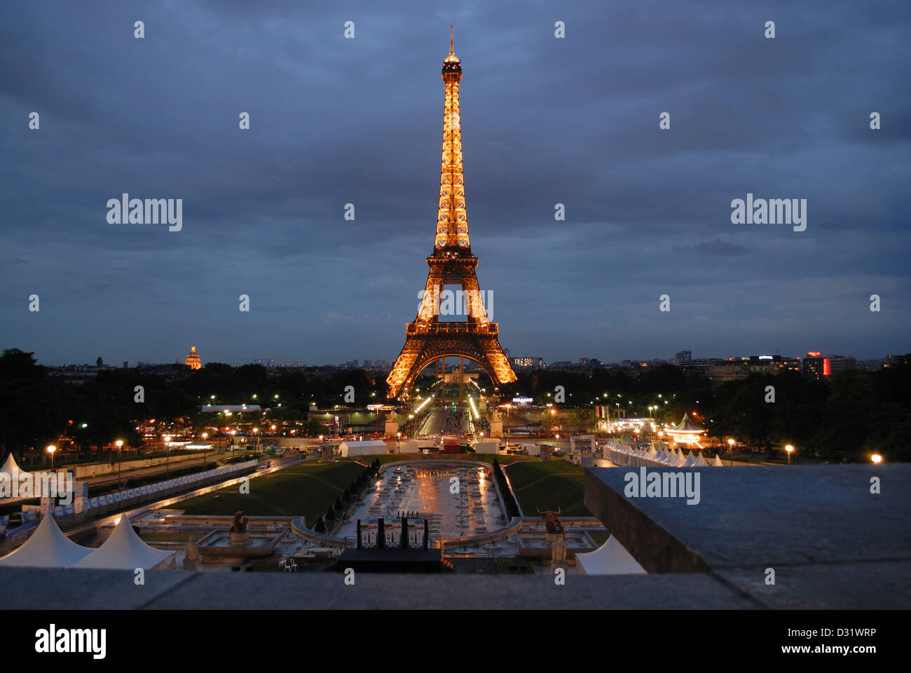 Horizontal-View of Eiffel Tower during night, Paris, France Stock Photo ...