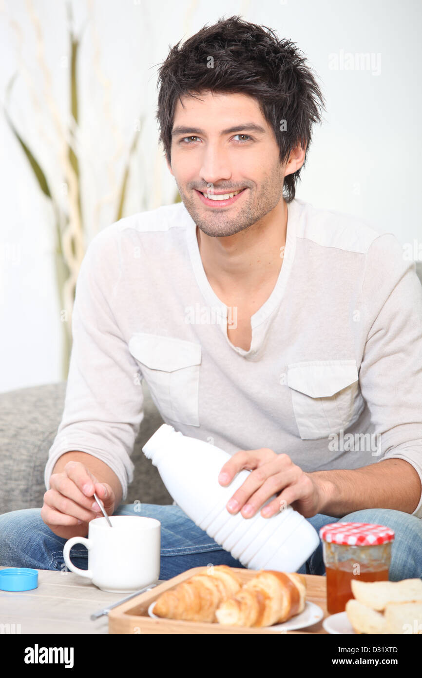 a man having breakfast Stock Photo - Alamy