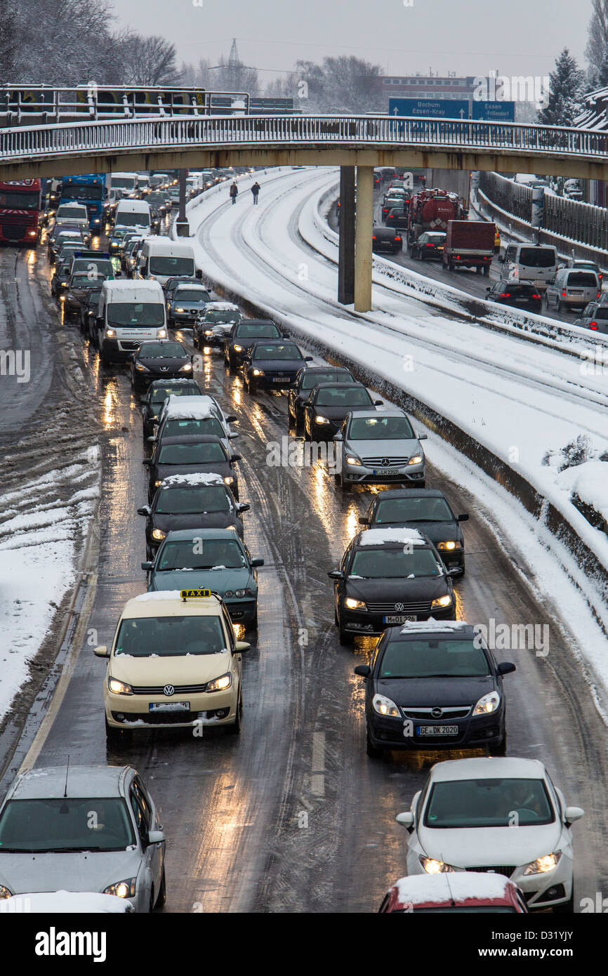Driving on icy road in heavy snow fall hi-res stock photography and ...