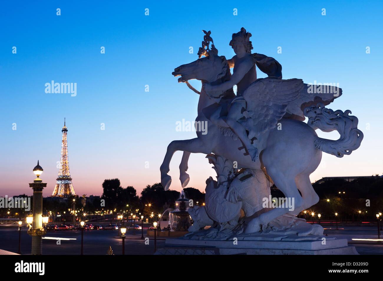 MERCURY RIDING PEGASUS STATUE PLACE DE LA CONCORDE PARIS FRANCE Stock ...
