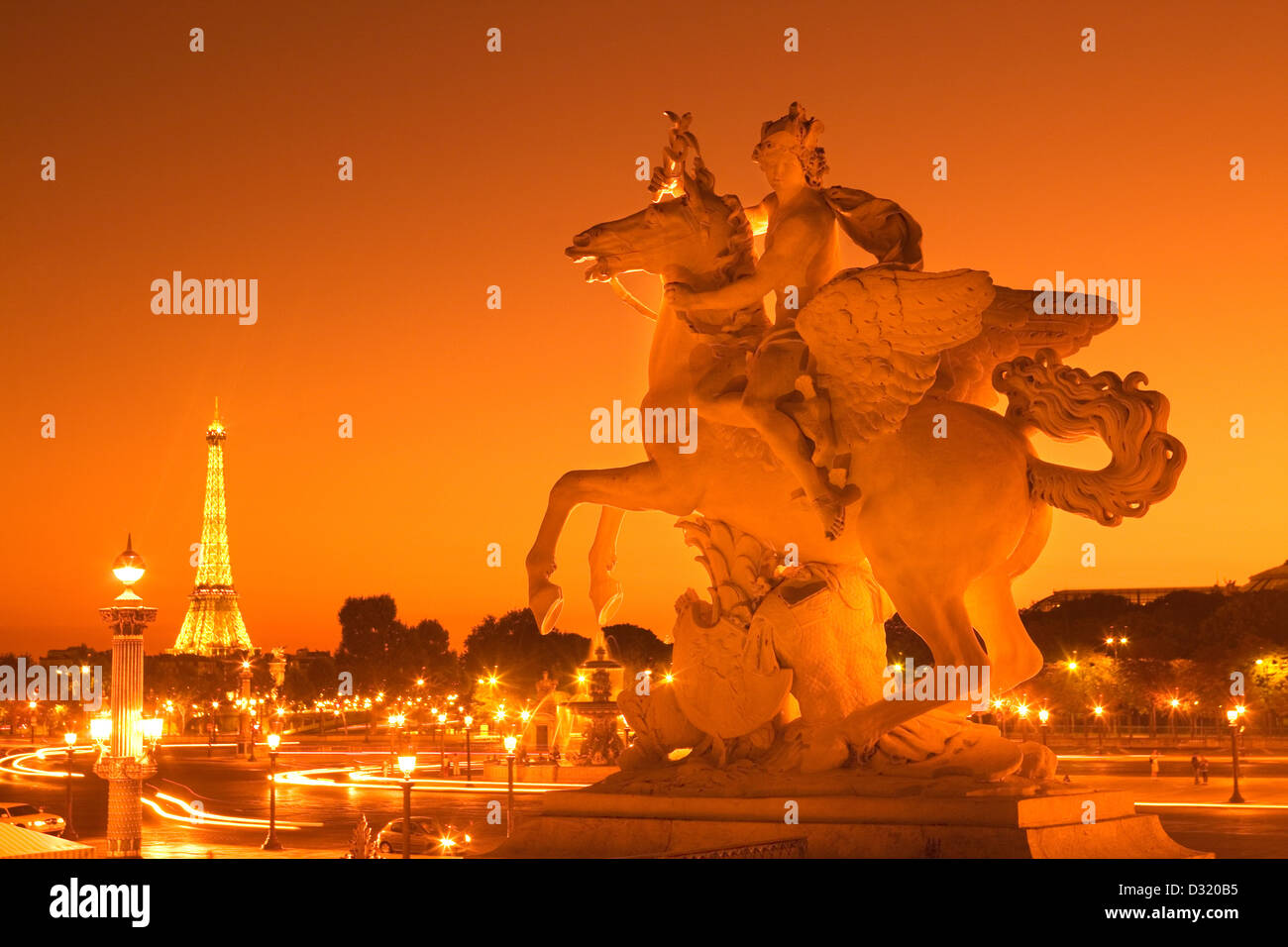 MERCURY RIDING PEGASUS STATUE PLACE DE LA CONCORDE PARIS FRANCE Stock ...