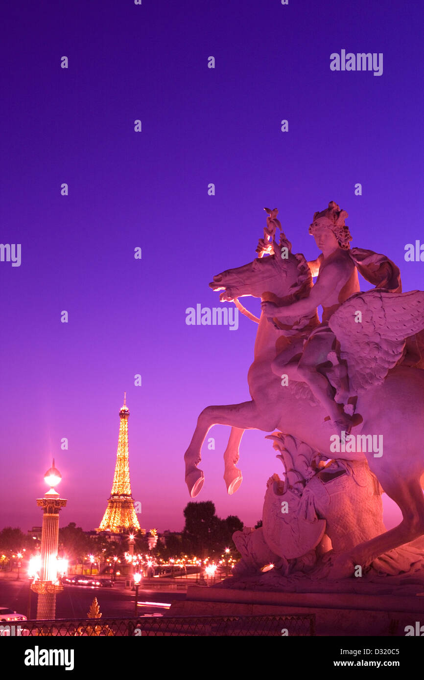 MERCURY RIDING PEGASUS STATUE PLACE DE LA CONCORDE PARIS FRANCE Stock ...