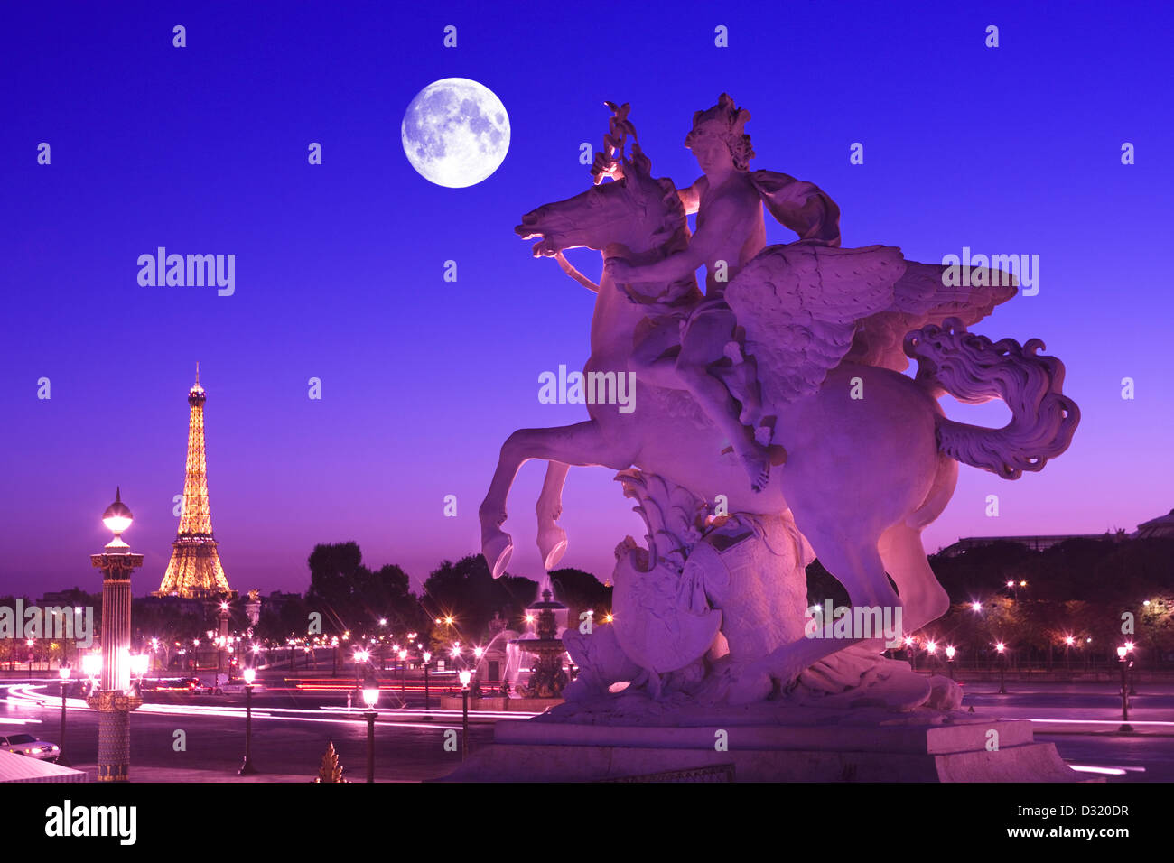 MERCURY RIDING PEGASUS STATUE PLACE DE LA CONCORDE PARIS FRANCE Stock ...