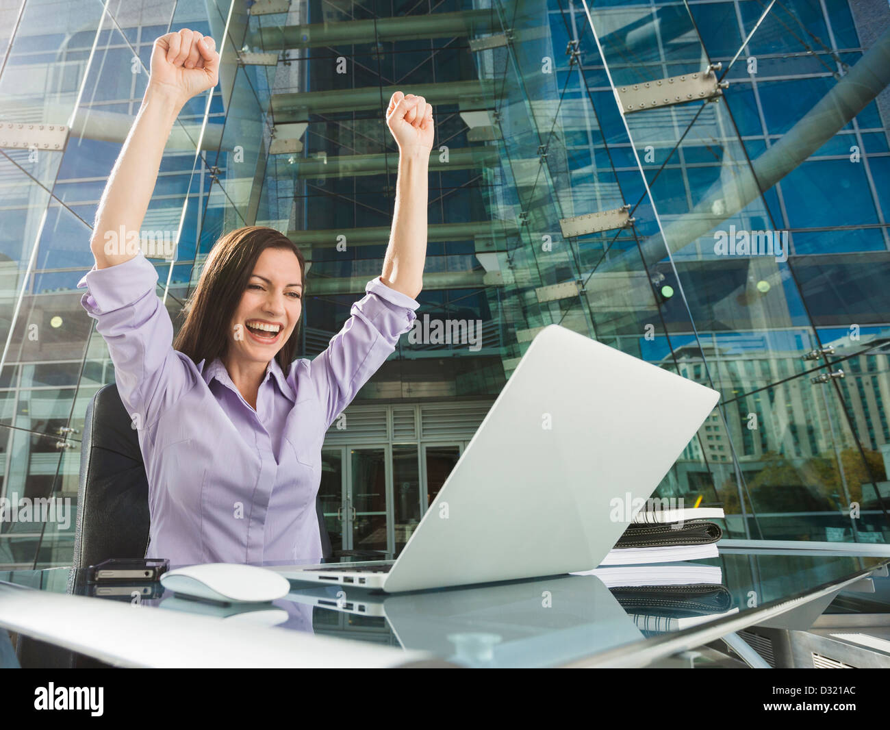 Businesswoman cheering hi-res stock photography and images - Alamy
