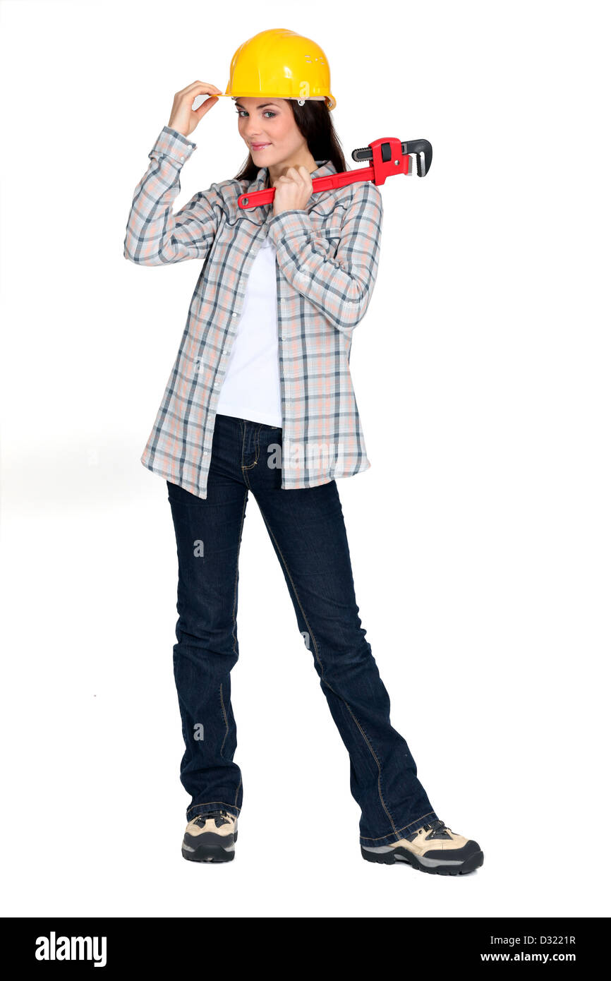 Construction worker with a wrench hi-res stock photography and images ...