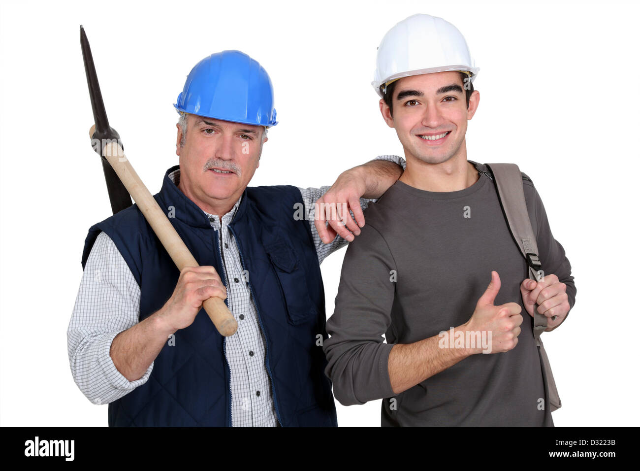 A construction worker teaching his job Stock Photo - Alamy