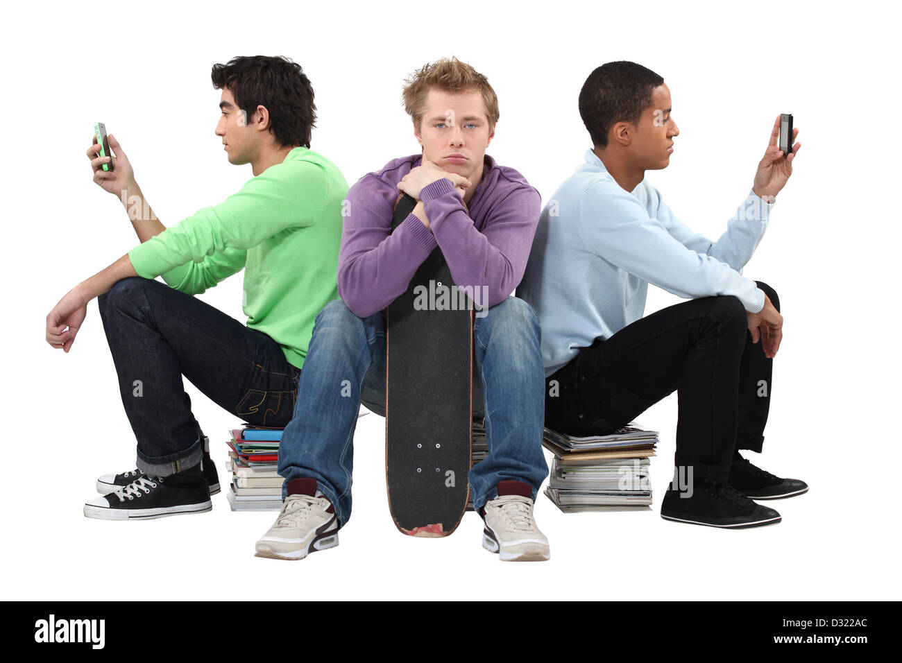 Three bored male students Stock Photo - Alamy