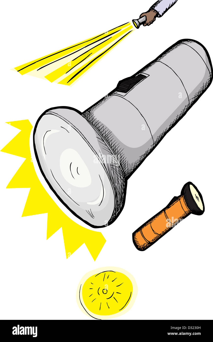 Set of various flashlights over white background Stock Photo - Alamy