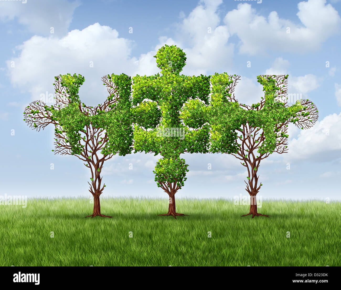 Growing network connection with a group of three trees in the shape of ...