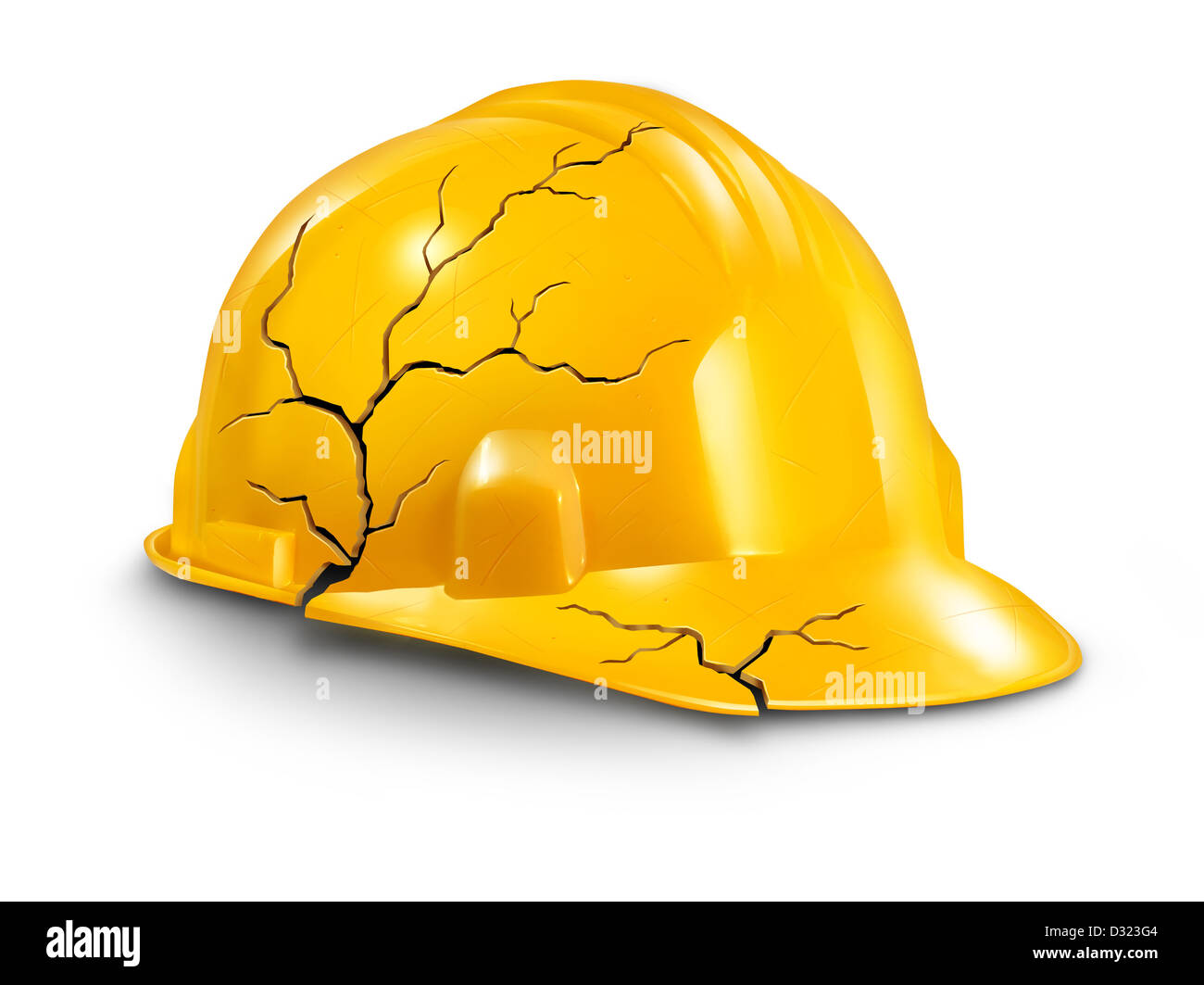 Work accident and health hazards on the job as a broken cracked yellow ...